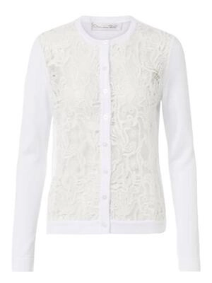 Oscar De La Renta Lace Trim Cardigan - White