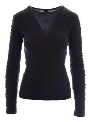Pinko Ruched Sleeve Crewneck Sweater - Black