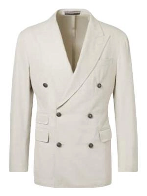 Dunhill Double-breasted Cotton And Cashmere Blazer - White