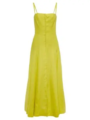 Gabriela Hearst Linen Midi Dress - Yellow