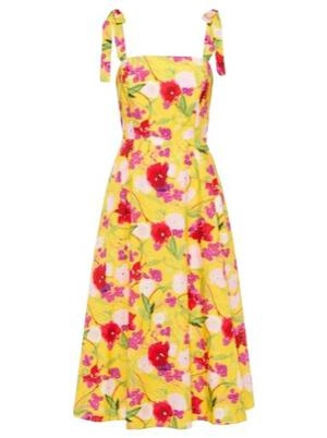 Carolina Herrera Floral Print Midi Dress - Yellow