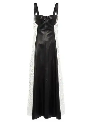 Gabriela Hearst Leather Corset Dress With Lace Panels - Black