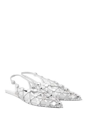 Attico Silver-tone Leather Ballet Flats - White