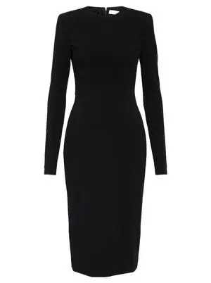 Victoria Beckham Long-sleeved Crewneck Midi Dress - Black