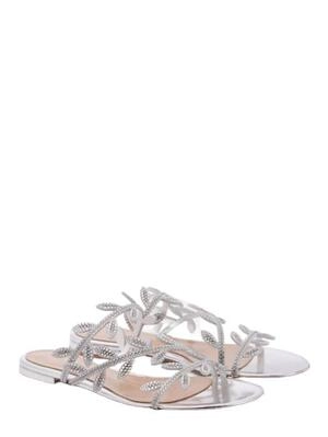 GIANVITO ROSSI Embellished Leaf Flat Sandals - Gray