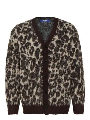 Junya Watanabe Leopard Jacquard Button-front Cardigan - Black