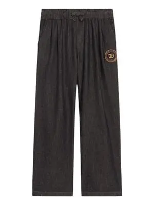 Dolce & Gabbana Monogram Denim Trousers - Black