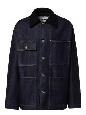 JIL SANDER Oversized Denim Trucker Jacket With Wool Collar - Black