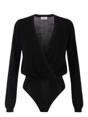 ELISABETTA FRANCHI Elisabetta Franchi Ribbed Knit Wrap Bodysuit