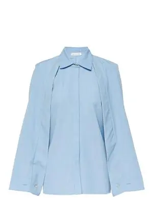 Victoria Beckham Shawl Virgin Wool Shirt - Blue