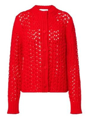 JIL SANDER Open-knit Wool Cardigan - Red