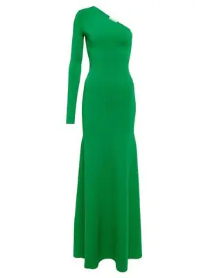 Victoria Beckham Knitted One-shoulder Maxi Dress - Green