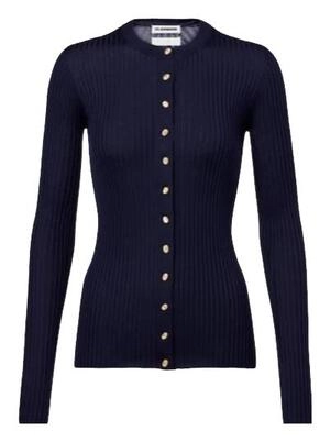 JIL SANDER Ribbed-knit Silk Cardigan - Black