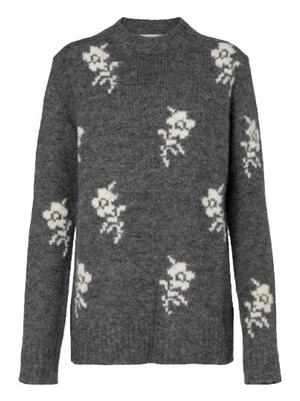 JIL SANDER Alpaca And Wool-blend Sweater With Floral Intarsia - Black