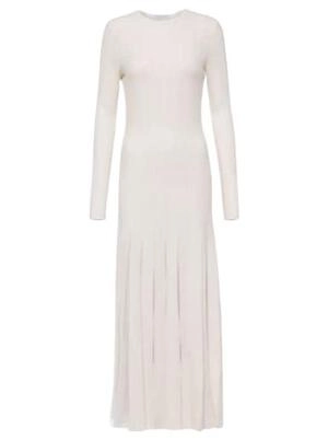Gabriela Hearst Long Sleeve Pleated Dress - White