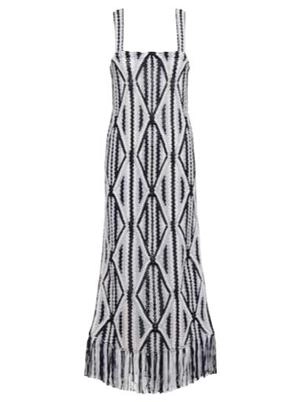 Gabriela Hearst Daria Tassel Knitted Wool Maxi Dress - Gray