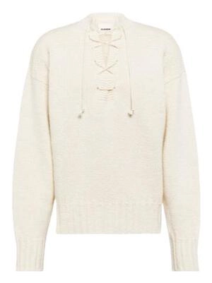 JIL SANDER Tie-detailed Knit Sweater - White
