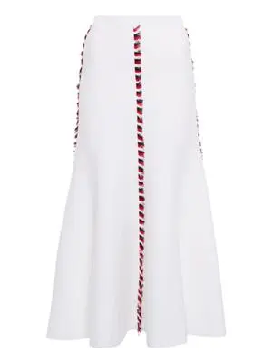 Gabriela Hearst High-waisted Midi Skirt With Fringed Panels - White