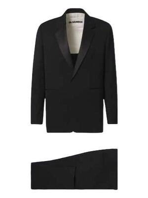 JIL SANDER Satin-trimmed Wool Blazer - Black