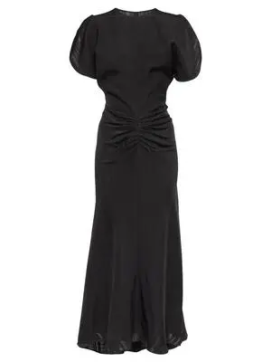 Victoria Beckham Off-the-shoulder Ruched Crepe Midi Dress - Black