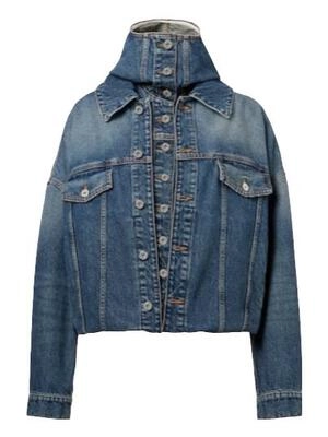 JEAN PAUL GAULTIER Layered Hooded Denim Jacket - Blue