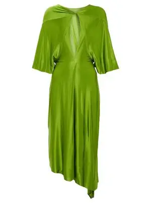 Victoria Beckham Shawl-sleeve Cutout Midi Dress - Green