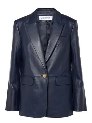 Veronica Beard Vega Leather Blazer - Black