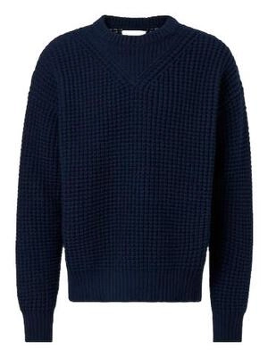 JIL SANDER Oversized Virgin Wool Waffle-knit Sweater - Black