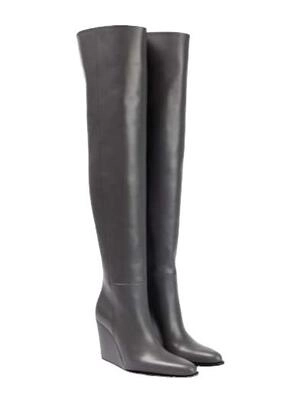 Victoria Beckham Sky Knee-high Wedge Boots - Black