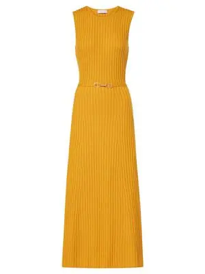 Gabriela Hearst Ribbed Knit Wool And Cashmere Maxi Dress - Orange