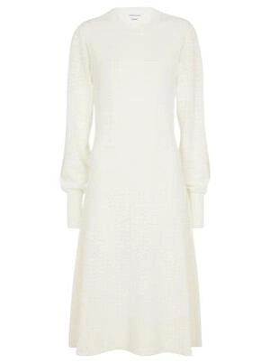Victoria Beckham Ivory Openwork Knit Midi Dress - White