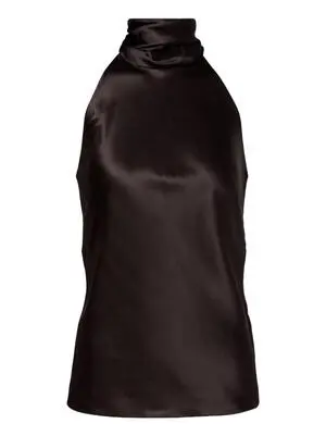 Ralph Lauren Chilton Halterneck Silk-blend Top - Black