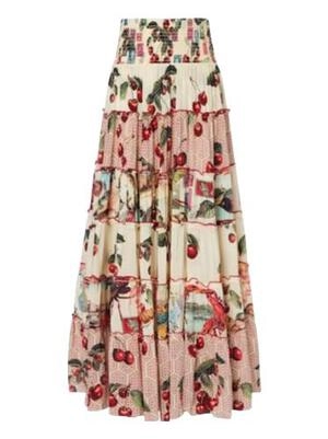 Camilla Printed Silk Maxi Skirt - Nude