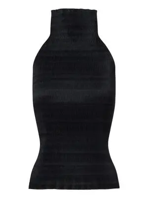 Magda Butrym Sleeveless Shirred Turtleneck Top - Black