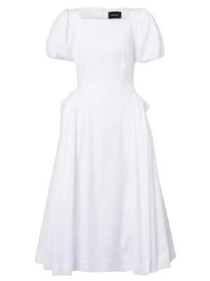 Simone Rocha Puff Sleeve Cotton Poplin Midi Dress - White