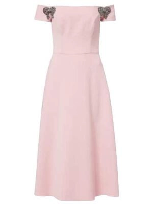 Carolina Herrera Embellished Off-shoulder Midi Dress - Pink