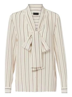 NILI LOTAN Striped Shirt With Ribbon Detail - White
