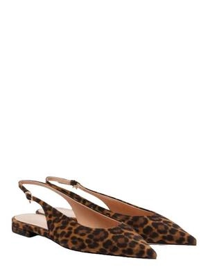 GIANVITO ROSSI Gianvito Rossi Handmade Leopard Print Suede Slingback Flats