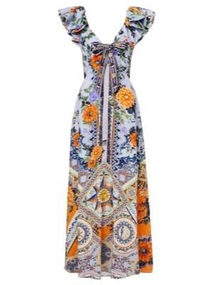 Camilla Printed Linen And Silk Maxi Dress - Multicolor