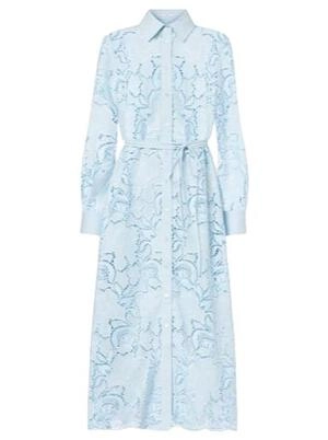 Erdem Laser-cut Cotton Shirt Dress - Blue