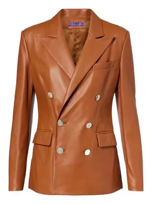 Ralph Lauren Camden Leather Double-breasted Blazer - Brown