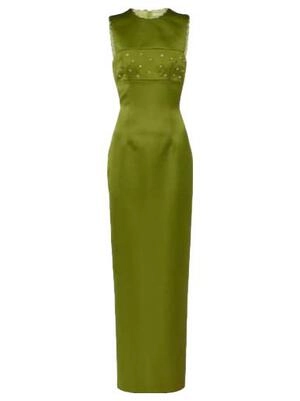 EMILIA WICKSTEAD Amadine Embellished Satin Gown - Green