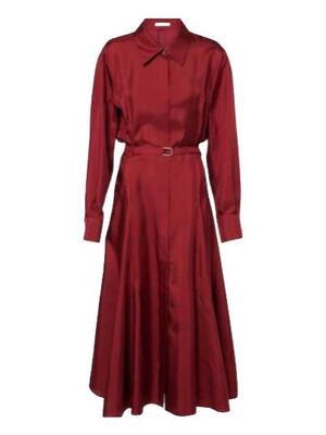 EMILIA WICKSTEAD Belted Silk Twill Shirt Dress - Red