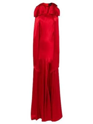 Simone Rocha Silk Satin Gown With Oversized Bows And Open Back - Red