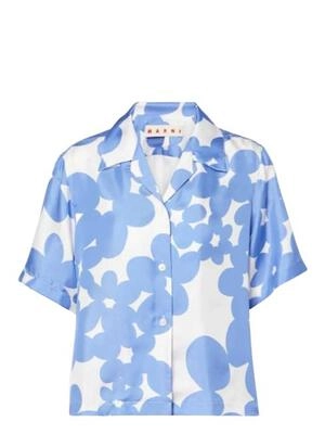Marni Floral Silk Short-sleeved Shirt - Blue