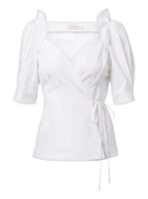 Carolina Herrera Cotton-blend Wrap Top - White