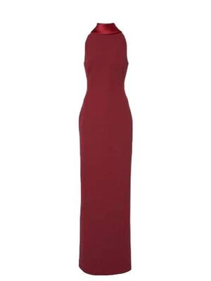 SAFIYAA LONDON Sleeveless Satin Trim Crepe Gown - Red