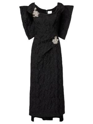 Erdem Embroidered Jacquard Gown - Black