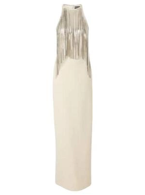 David Koma Chain-trimmed Crepe Gown - Nude