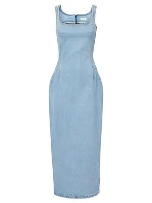 Magda Butrym Denim Midi Dress With Sculpted Shape - Blue